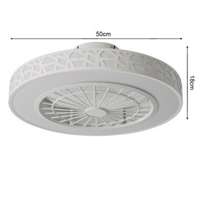 Round Acrylic Mount LED Ceiling Fan Light with Remote Control Dia 500mm