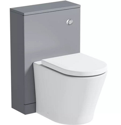 Round Back To Wall BTW Toilet With 500mm Light Grey Handleless WC Unit ...