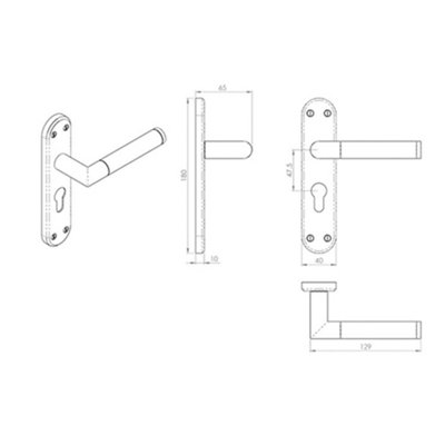 Round Bar Lever on Euro Lock Backplate Door Handle 180 x 40mm Polished ...