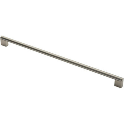 Round Bar Pull Handle 488 x 14mm 448mm Fixing Centres Satin Nickel ...