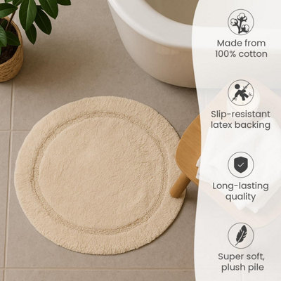 Round Bath Mat Non-Slip - Stone