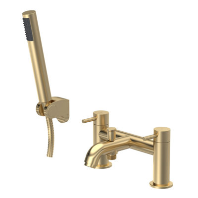 Round Bath Shower Mixer Tap with Shower Kit - Brushed Brass - Balterley ...