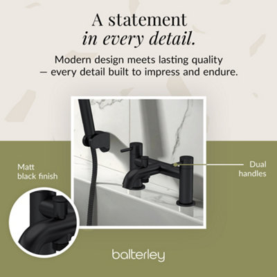 Round Bath Shower Mixer Tap with Shower Kit - Matt Black - Balterley
