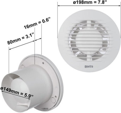 Shop Round Bathroom Extractor Fan 150mm / 6" with Timer Sensor