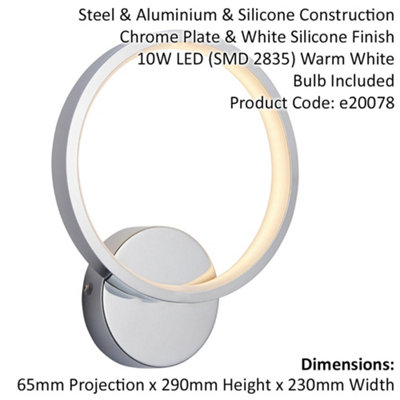 Round Bathroom Wall Light Fitting - Chrome Plate & White Diffuser ...