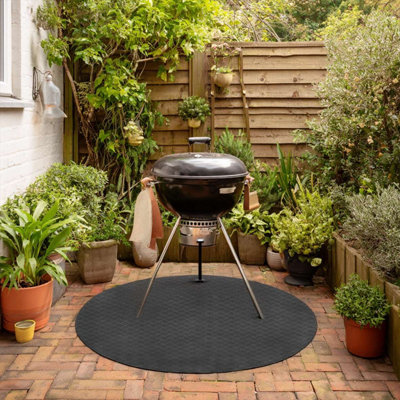 Round BBQ Mat - 100cm, Protects Patio & Decking from Grease, Oil & Burn ...