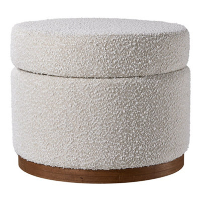 Round Beige Ottoman Storage Stool Seat for Bedroom Living Room and ...
