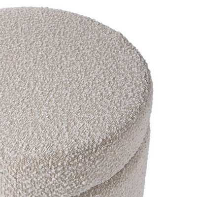 Round Beige Ottoman Storage Stool Seat for Bedroom Living Room and ...