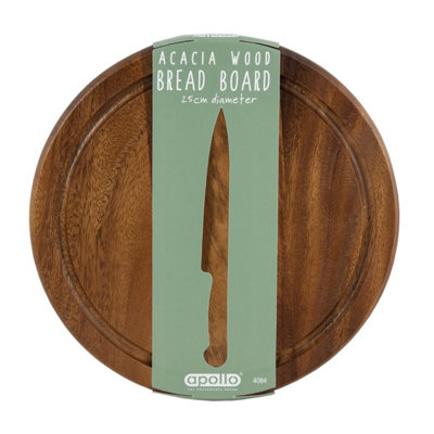 Round Breadboard Acacia Wood Cut Slice Bread Board Serve Food Worktop ...