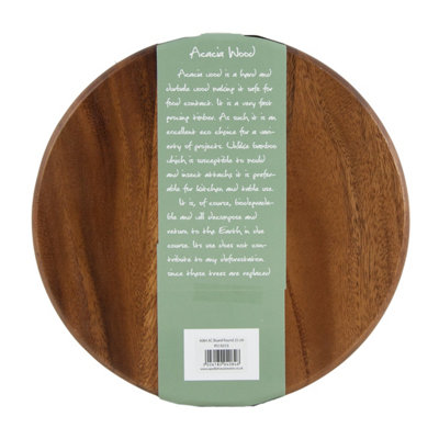 Round Breadboard Acacia Wood Cut Slice Bread Board Serve Food Worktop ...