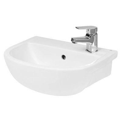 Round Ceramics Semi Recessed 1 Tap Hole Basin (Tap Not Included), 400mm ...