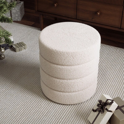 Round Channel Upholstered Footstool