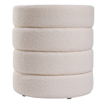 Round Channel Upholstered Footstool