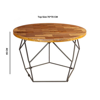 Round Coffee Table with Metal Base