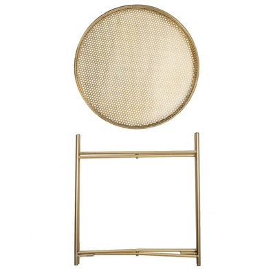 Round Coffee Table with Removable Top Metal Tray