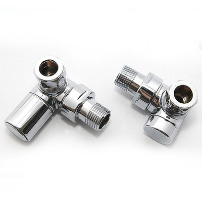 Round Corner Angled Chrome Valve Set - Heated Towel Rail / Radiator ...