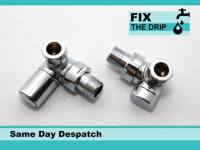Round Corner Angled Chrome Valve Set - Heated Towel Rail / Radiator ...