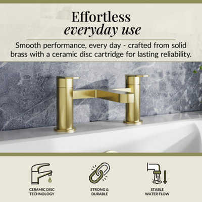 Round Deck Mounted Bath Filler Tap - Brushed Brass - Balterley