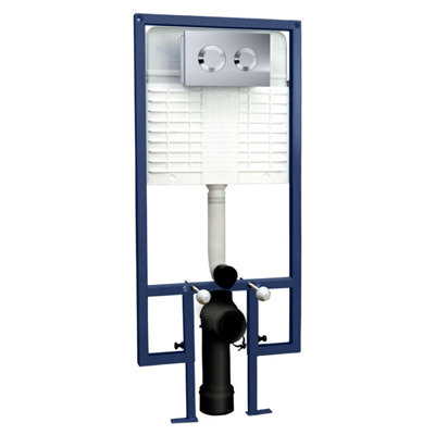 Round Dual Flush Concealed Cistern with Wall Hung Frame & Round Push ...