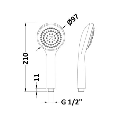 Round Easy Clean Single Function Shower Handset - Chrome