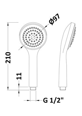 Round Easy Clean Single Function Shower Handset - Chrome
