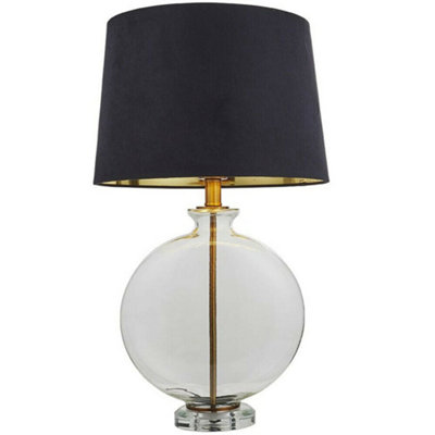 Round Feature Table Lamp Light Clear Glass - Antique Brass - Dark ...
