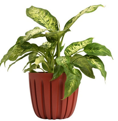 Round Flower Pot Planter Grooved Texture Plastic Indoor Outdoor Matt ...