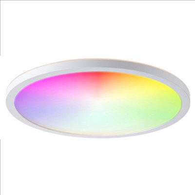 Round Flush Ceiling RGB SMART Light - Dimmable 18W Warm White LED ...