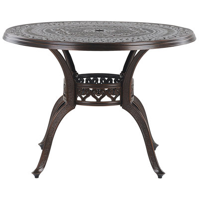 Round Garden Dining Table 102 cm Brown SALENTO