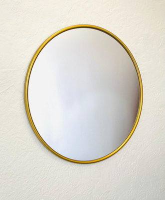 Round Gold Wall Mirror Easy To Hang No Drill Lightweight Mirror Bathroom