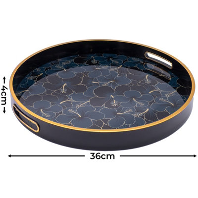 Round Green Floral Drinks & Candle Tray