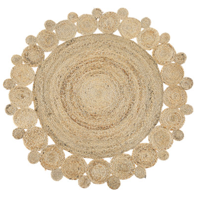 Round Jute Area Rug 120 cm Beige GOLGEN