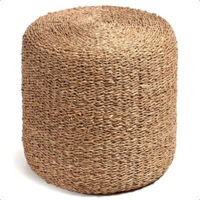 Round Jute Braided Pouffe Foot Stool | DIY at B&Q
