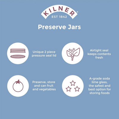 Round Kilner Jar Screw Top 0.25L Glass Preserve Jar With Lid 250ml
