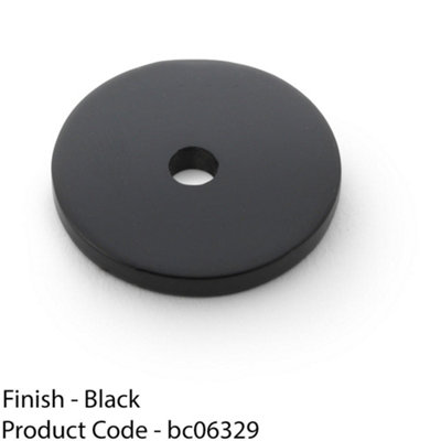 Round Kitchen Door Knob Backplate - Matt Black 25mm Diameter Circular Plate