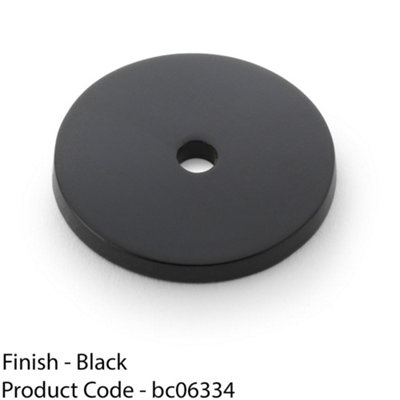 Round Kitchen Door Knob Backplate - Matt Black 30mm Diameter Circular Plate