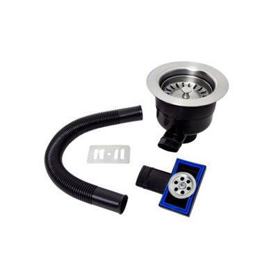 Round Kitchen Sink Strainer Waste with Overflow, Top Fix Installation ...