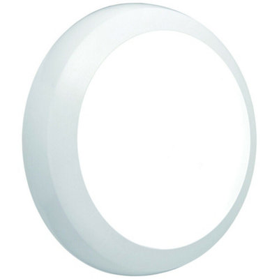 Round LED Bulkhead Ceiling Light & 3 Hour Emergency 15W Cool White IP65 ...