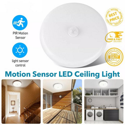 Round LED Ceiling Light Panel Down PIR Motion Sensor Bathroom Kitchen ...
