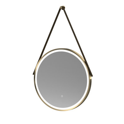 Round LED Illuminated Touch Sensor Framed Mirror with Demister & Strap ...
