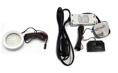 Round LED Light Under Furniture Cabinet Shelf Cupboard Full Kit VASCO ...