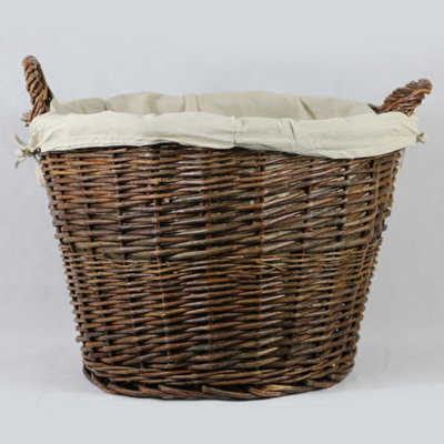 Round Log Basket with Removable Lining for Firewood and Kindling ...