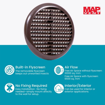 Round Louvre Air Vent Cover - For Pipe & Tubes Openings 80-152mm ...