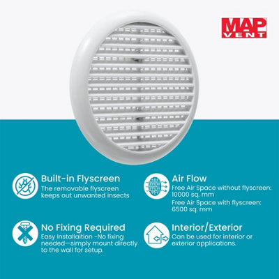 Round Louvre Air Vent Cover - For Pipe & Tubes Openings 80-152mm ...