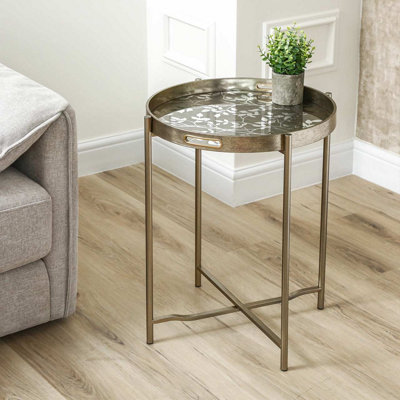 Round Metal End Table For Living Room Furniture, 59cm Sofa Side Table ...