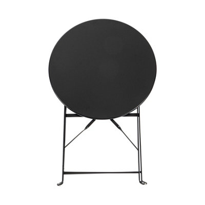 Round Metal Folding Patio Bistro Table - 60cm - Black