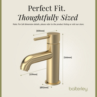 Round Mono Basin Sink Mixer Tap & Push Button Waste - Brushed Brass ...