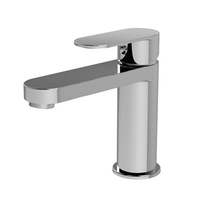 Round Mono Bathroom Basin Mixer Tap & Push Button Waste - Chrome