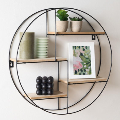 Round Multi Tier Shelf Foldable Home Decor Wall Display Office Storage ...