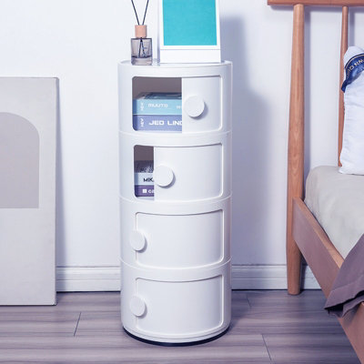 Round Multi Tiered Plastic Bedside Storage Drawers Unit Drawer Bedside ...